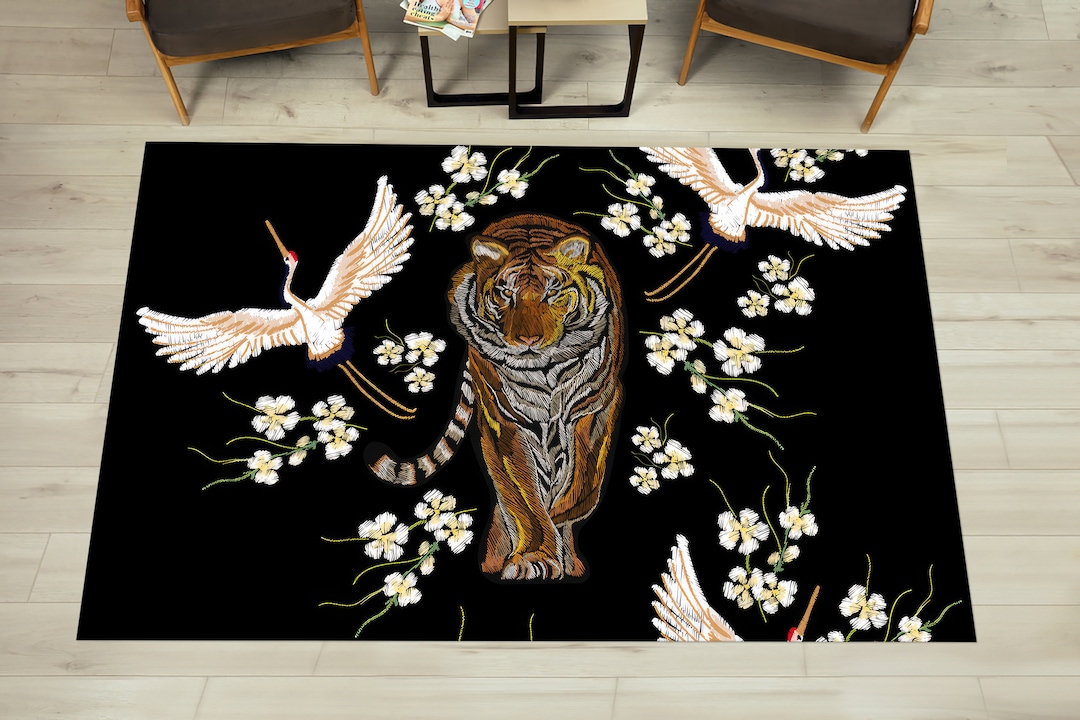 Japanese Tiger Rug, Cranes Rug, Tiger Rugs, Japanese Rug, Animal Rugs ...