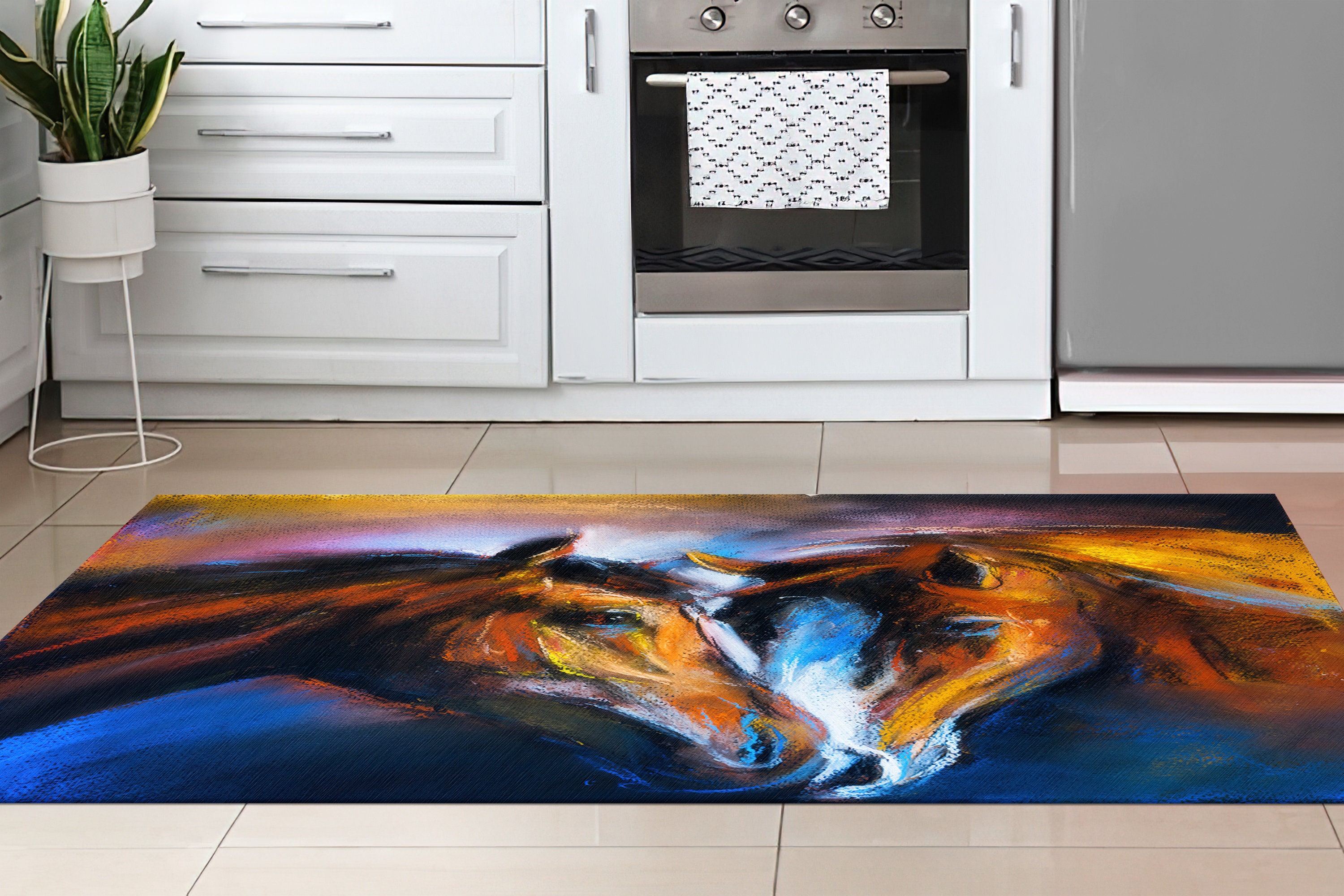 Two Horses Painting Rugs Modern Rug Horse Rugs Animal Rugs - Etsy