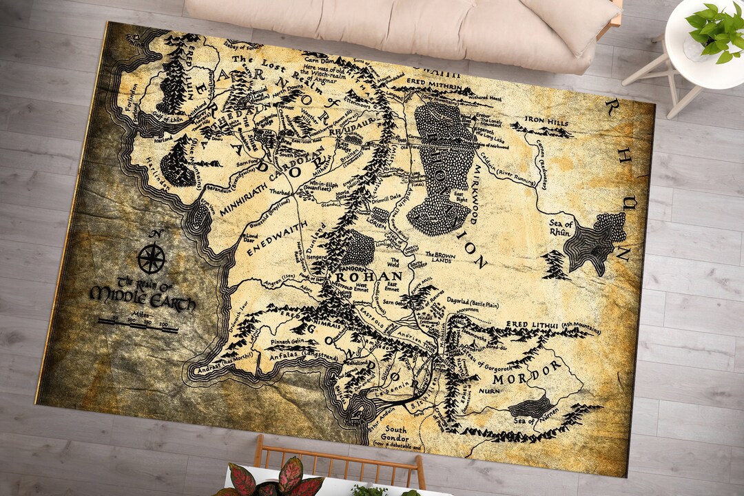 Lord of Ring Map Rugs, Earth Map Rugs, Lotr Map Rug, Map Rug, Bedroom ...