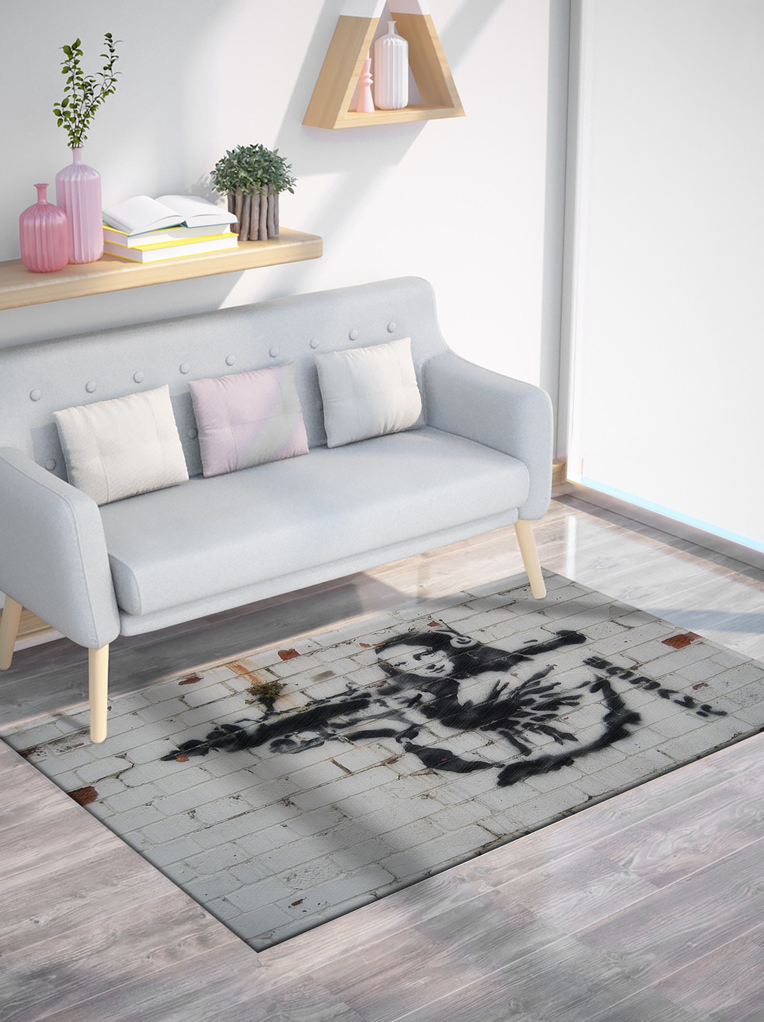 Banksy Mona Lisa Rug Mona Lisa Bazooka Rugs Mona Lisa Rug - Etsy