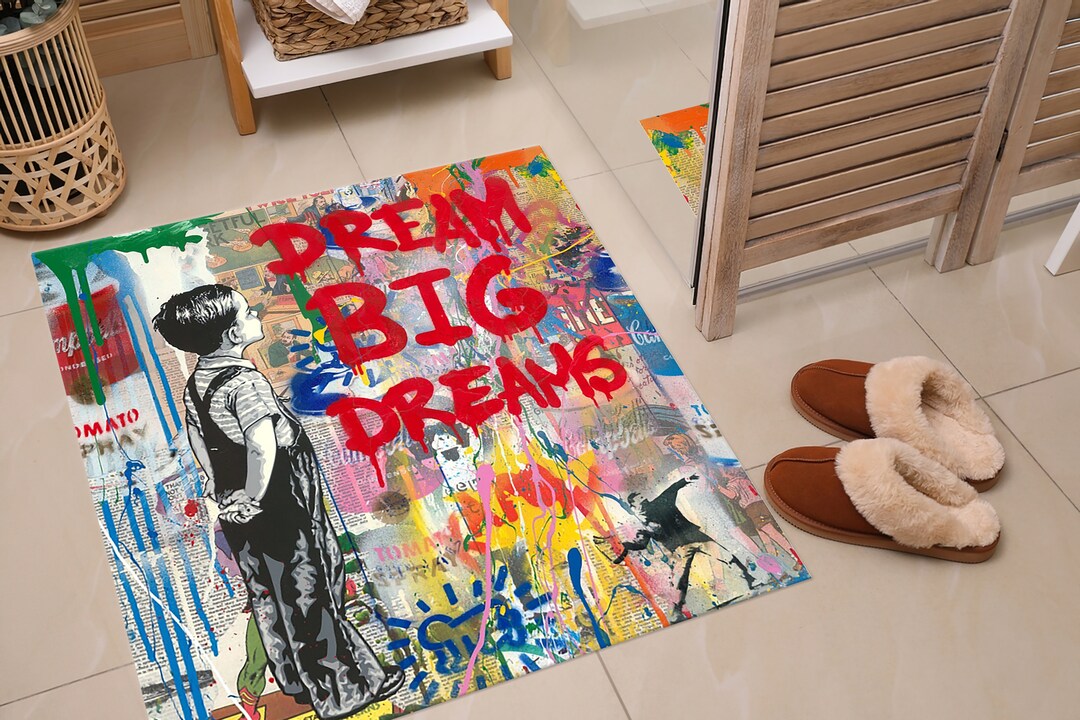 Dream Big Graffiti Rugs, Modern Rugs, Banksy Rug, Graffiti Rugs ...