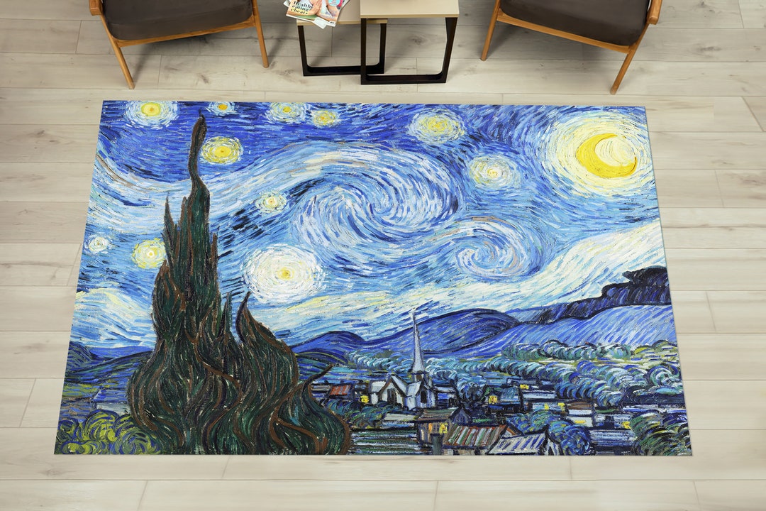 The Starry Night Rug, Oil Rug, Van Gogh Rug, Reproduction Rug, Chenille ...