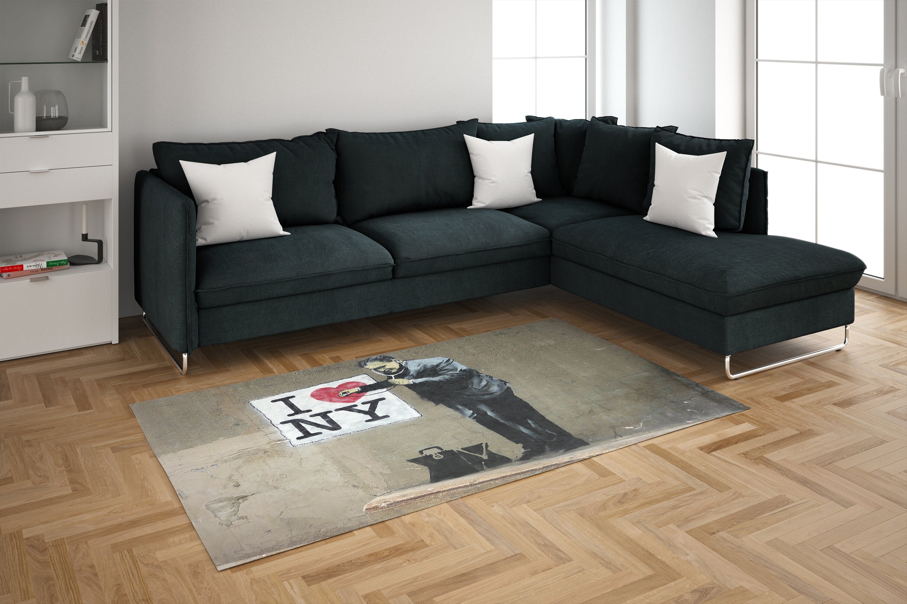 Banksy I Love NY Rug, Banksy Heart Rug, Graffiti Rug, Painting Rug ...
