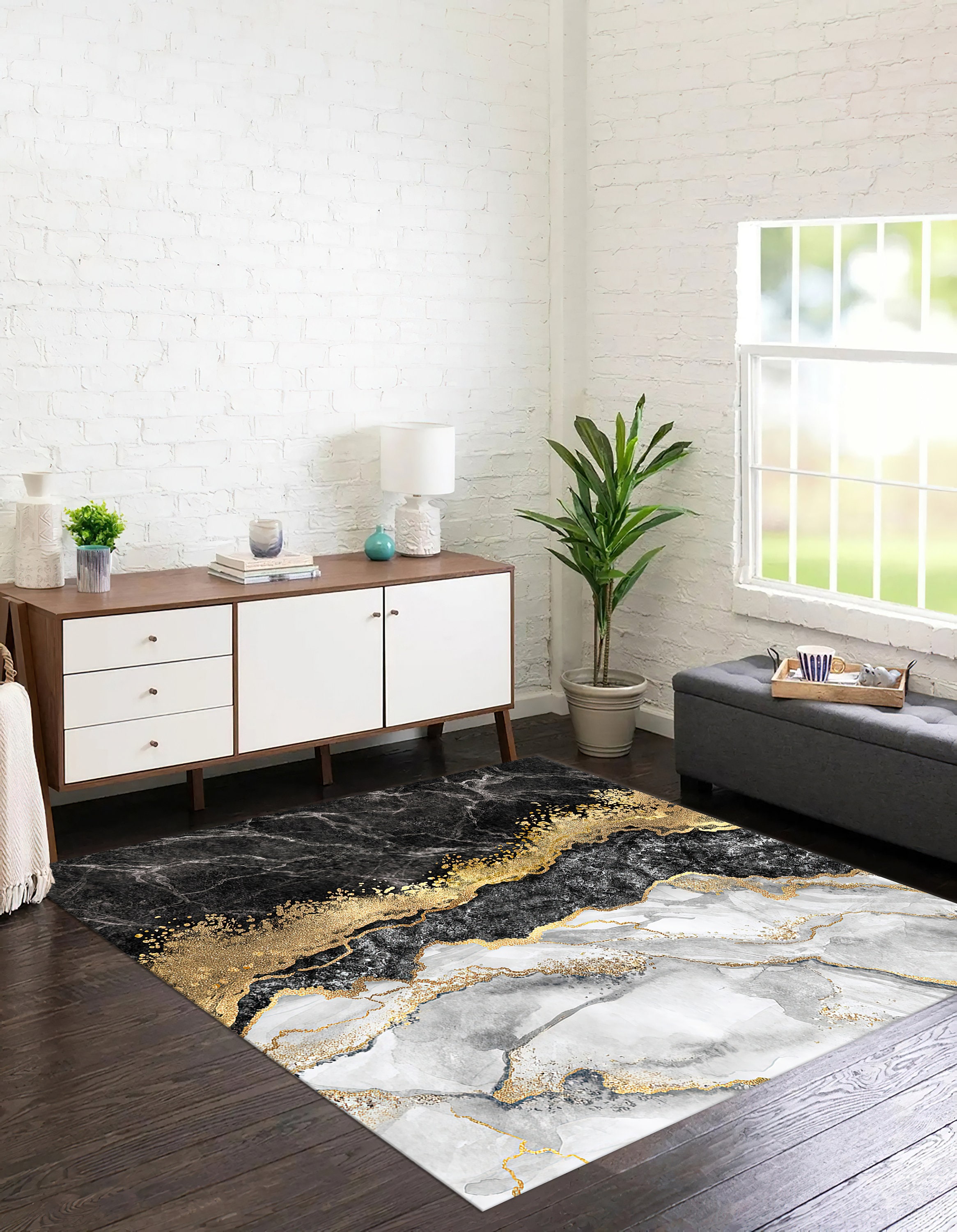 Black Marble Rug Gold Marble Rug Luxury Marble Rug Marble - Etsy