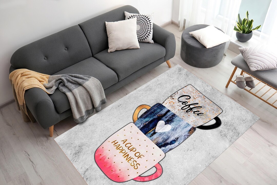 Coffe Kitchen Rugs, Coffee Cup Rugs, Kitchen Rugs, Modern Rug, Thin Rug ...