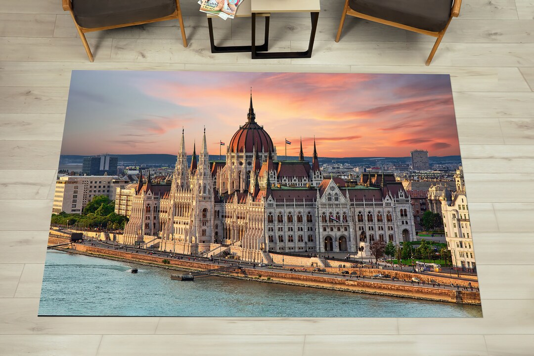 Hungarian Parliament Building Rug, Budapest Rug, City Landscape Rug ...