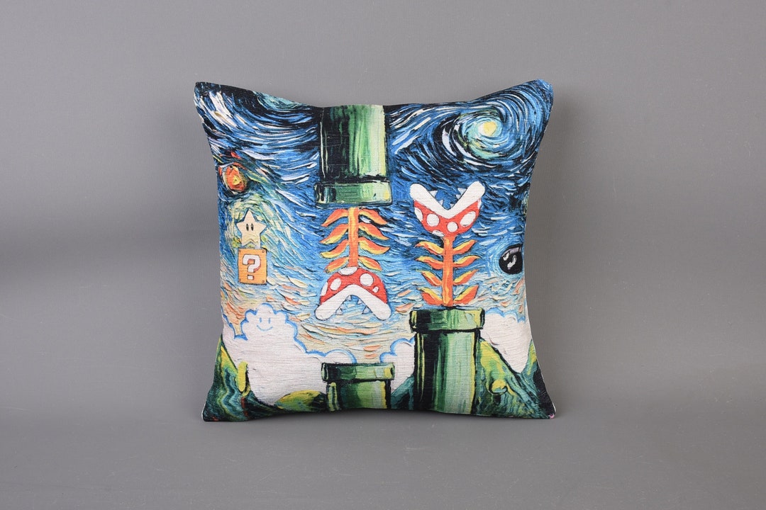 Mario Starry Night Pillow, Game Room Decor, Mario Bros, Mario World ...