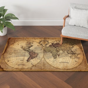 Brown Map Rug, Vintage World Map Rugs, Old Map Rug, Map Rug, Customs ...