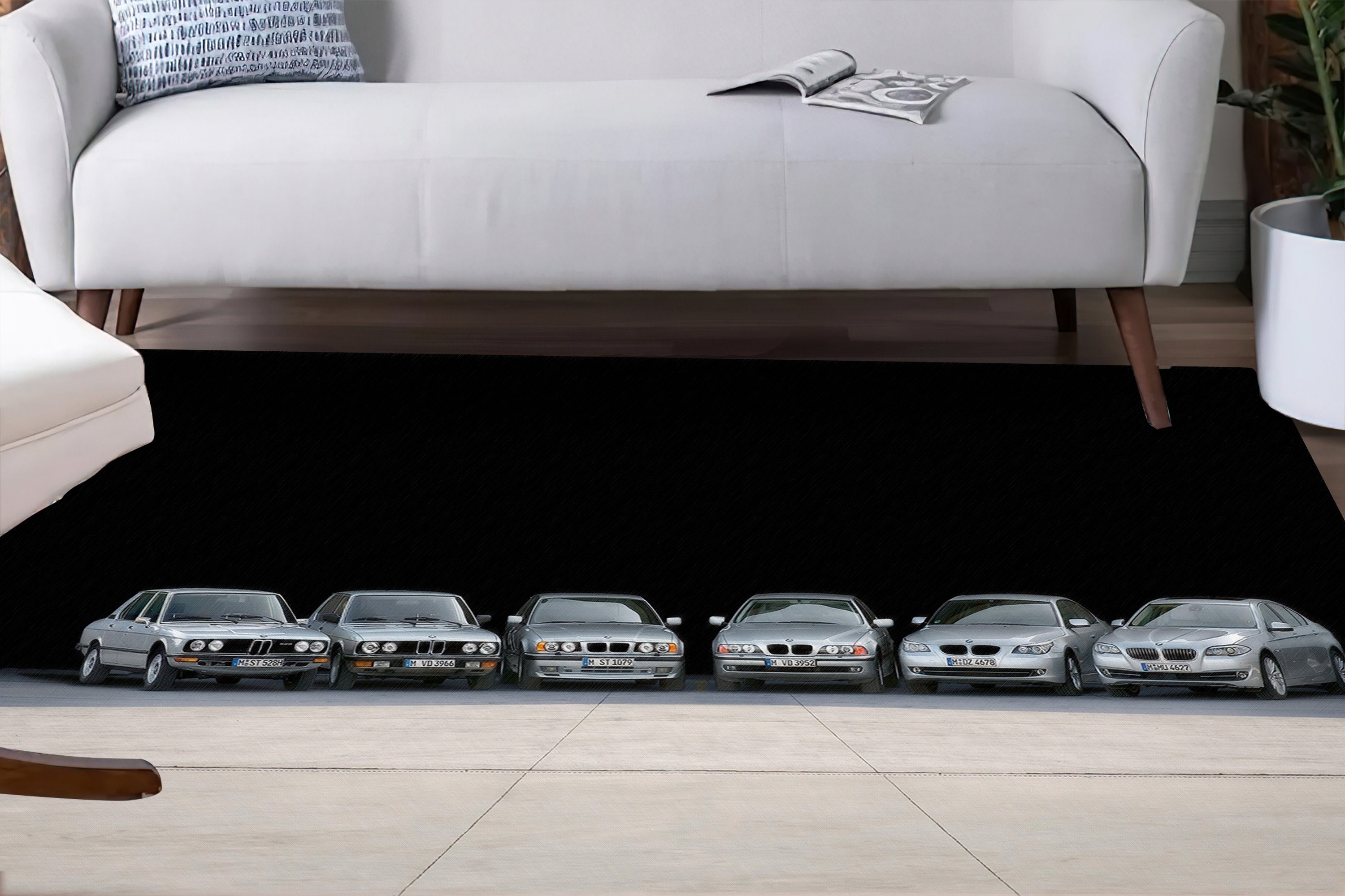 Bmw All 5 Series Rug, Bmw Car History Rug, Bmw 5 Series Car Rug, Garage ...