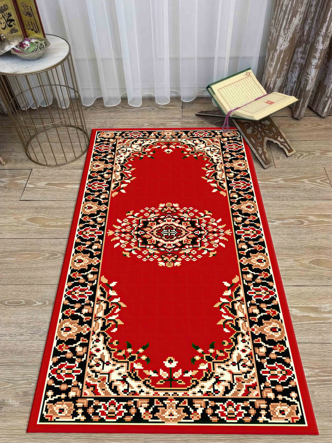 Prayer Rugs, Worship Rug, Spiritual Rug, Muslim Housewarming Rug, Red ...