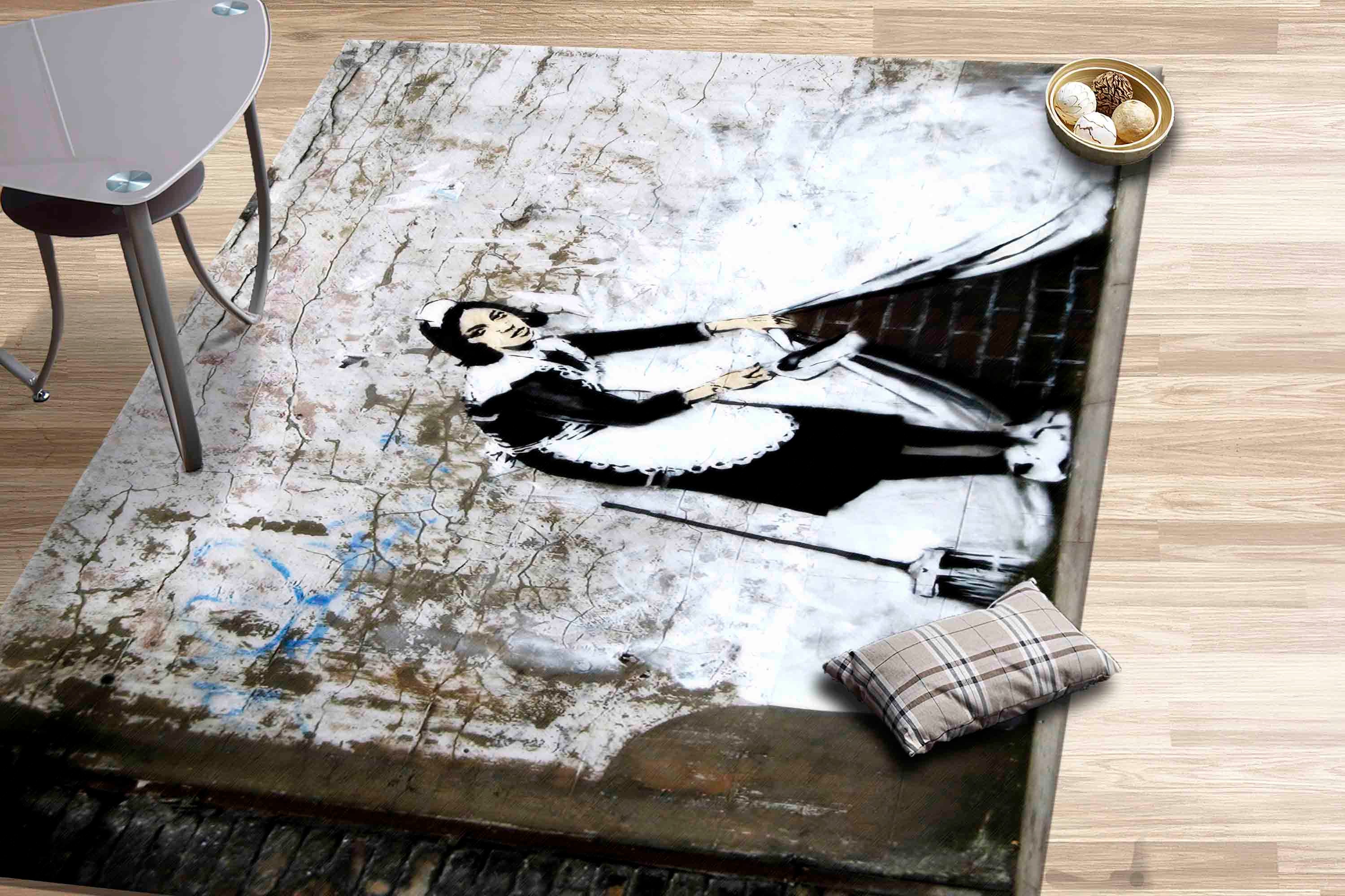 Banksy Maid Graffiti Rug, Woman Graffiti Rug, Banksy Woman Rug, Banksy ...