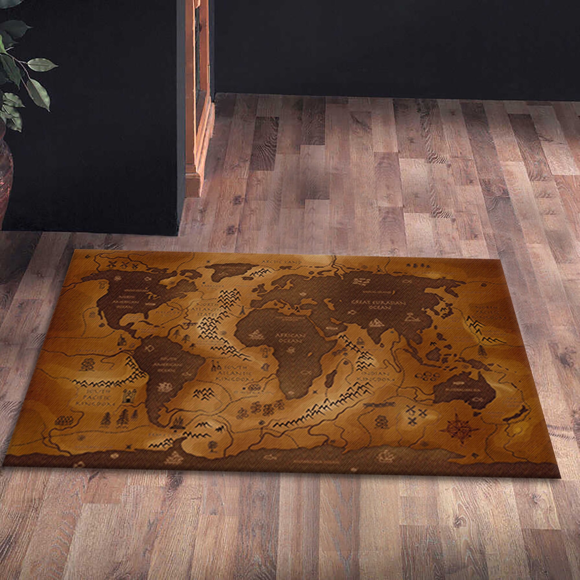 Old World Map Rug, Brown Rugs, Old Map Rugs, Map Rug, Salon Decor Rug ...