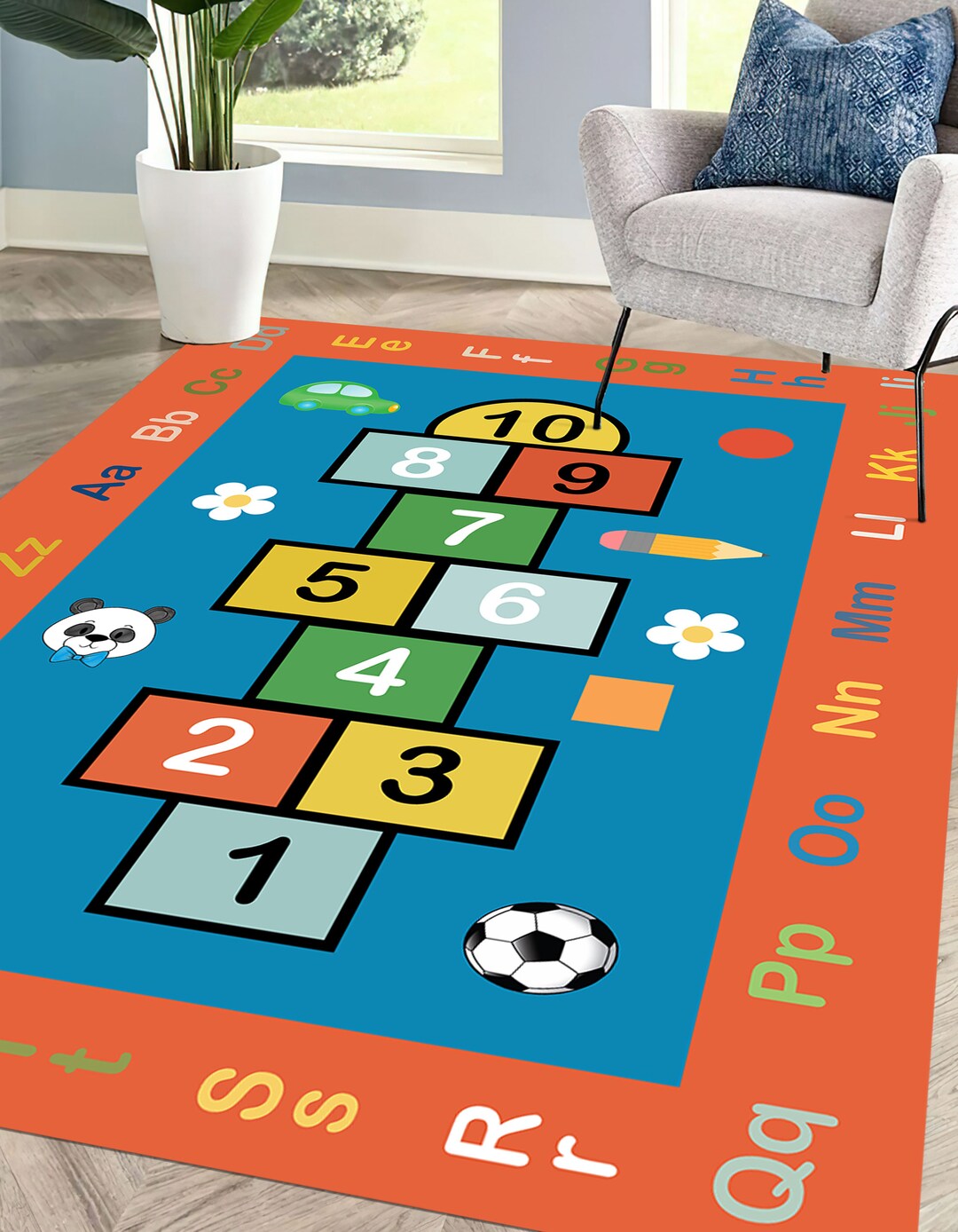 Hopscotch Rug, Educational Rug, Numbers Rugs, Kids Rugs, Accent Rug ...