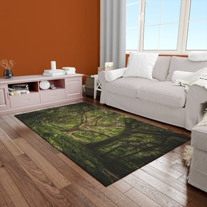 Old Tree Landscape Rugs, Tree Rug, Forest Rug, Green Rugs, Wall Hanging ...