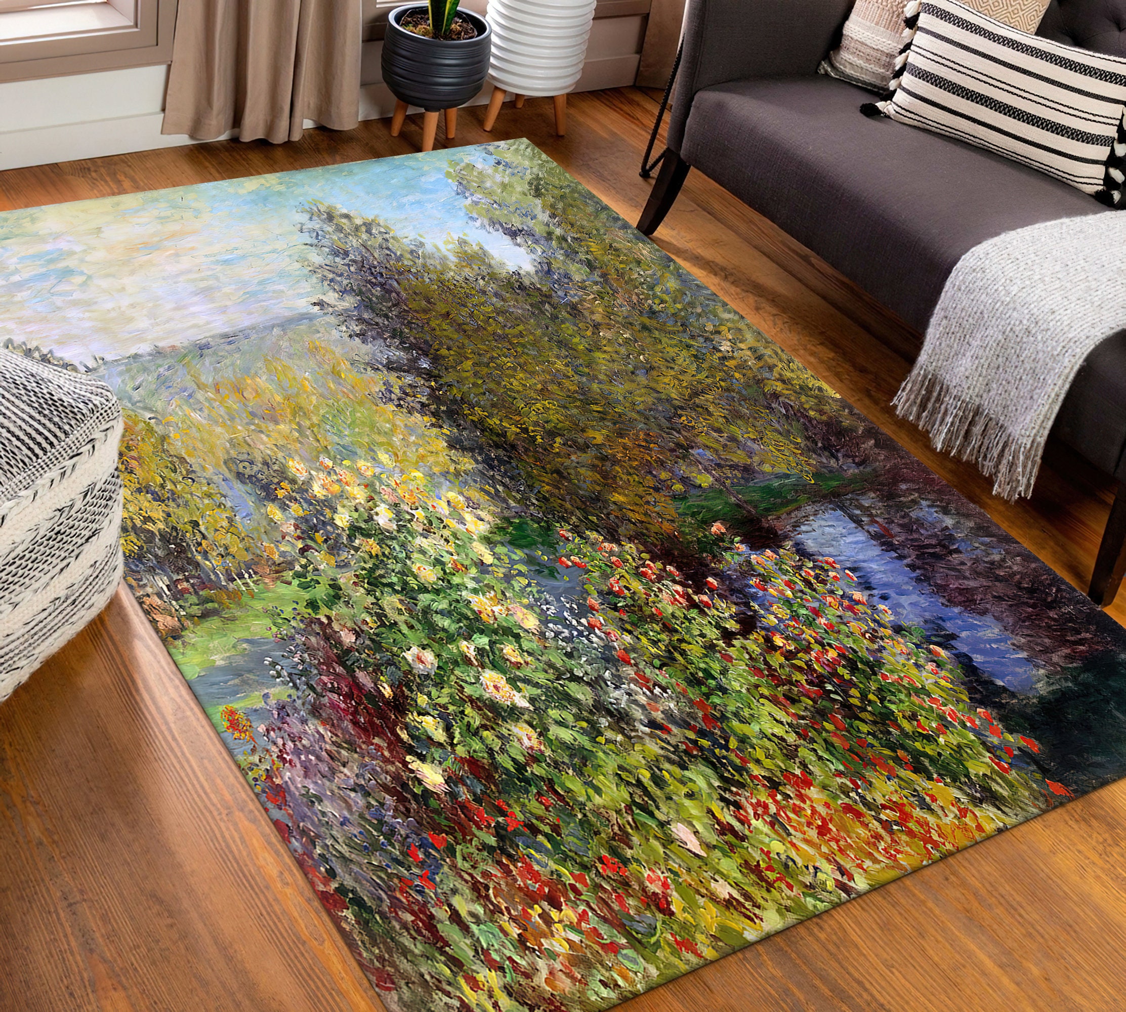 Claude Monet Rug, Corner of the Garden Rug, Montgeron Rug, Abstract ...