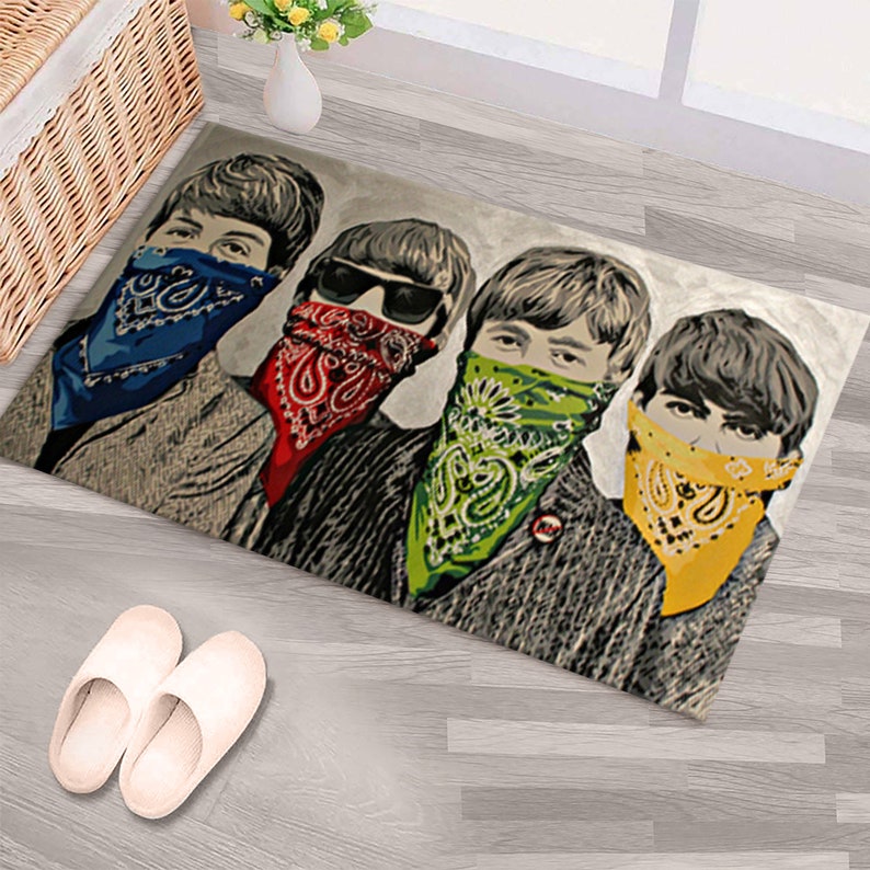 Banksy Beatles Rugs, Rock and Roll Rugs, Banksy Bandanas Rug, Painting ...