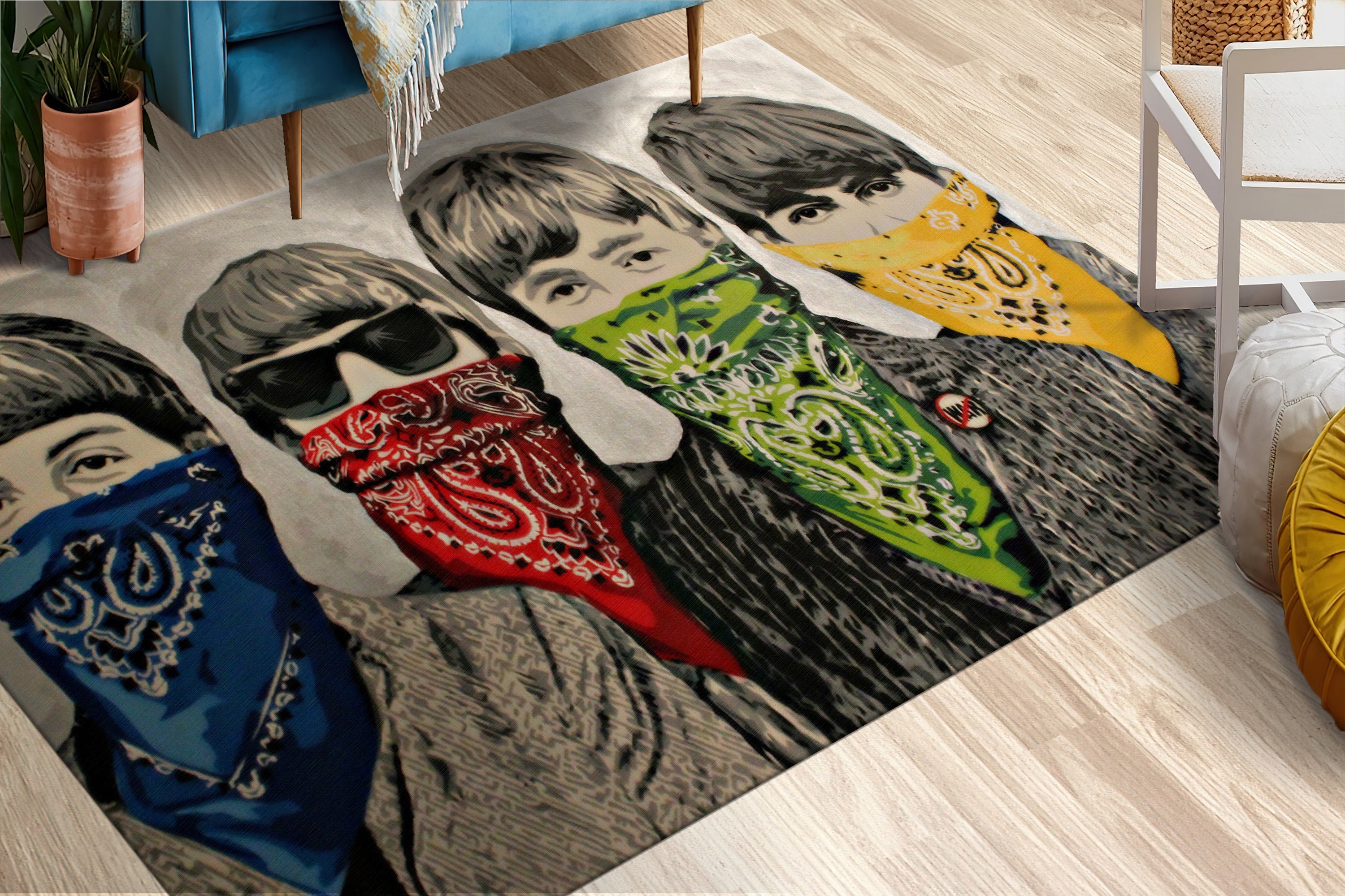 Banksy Beatles Rugs Rock and Roll Rugs Banksy Bandanas Rug - Etsy