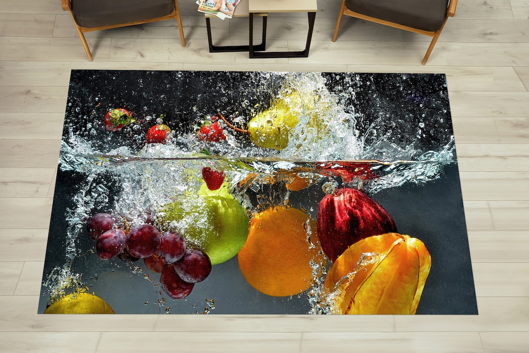 Fruit Splash in Water Rug, Kitchen Rug, Fruits Splash Rugs, Modern Rugs ...