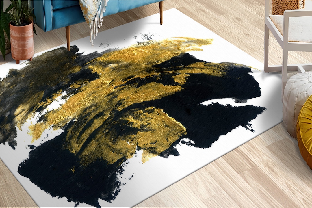 Black and Gold Rug, Shimmery Rugs, Living Room Rug, Contemporary Rugs ...