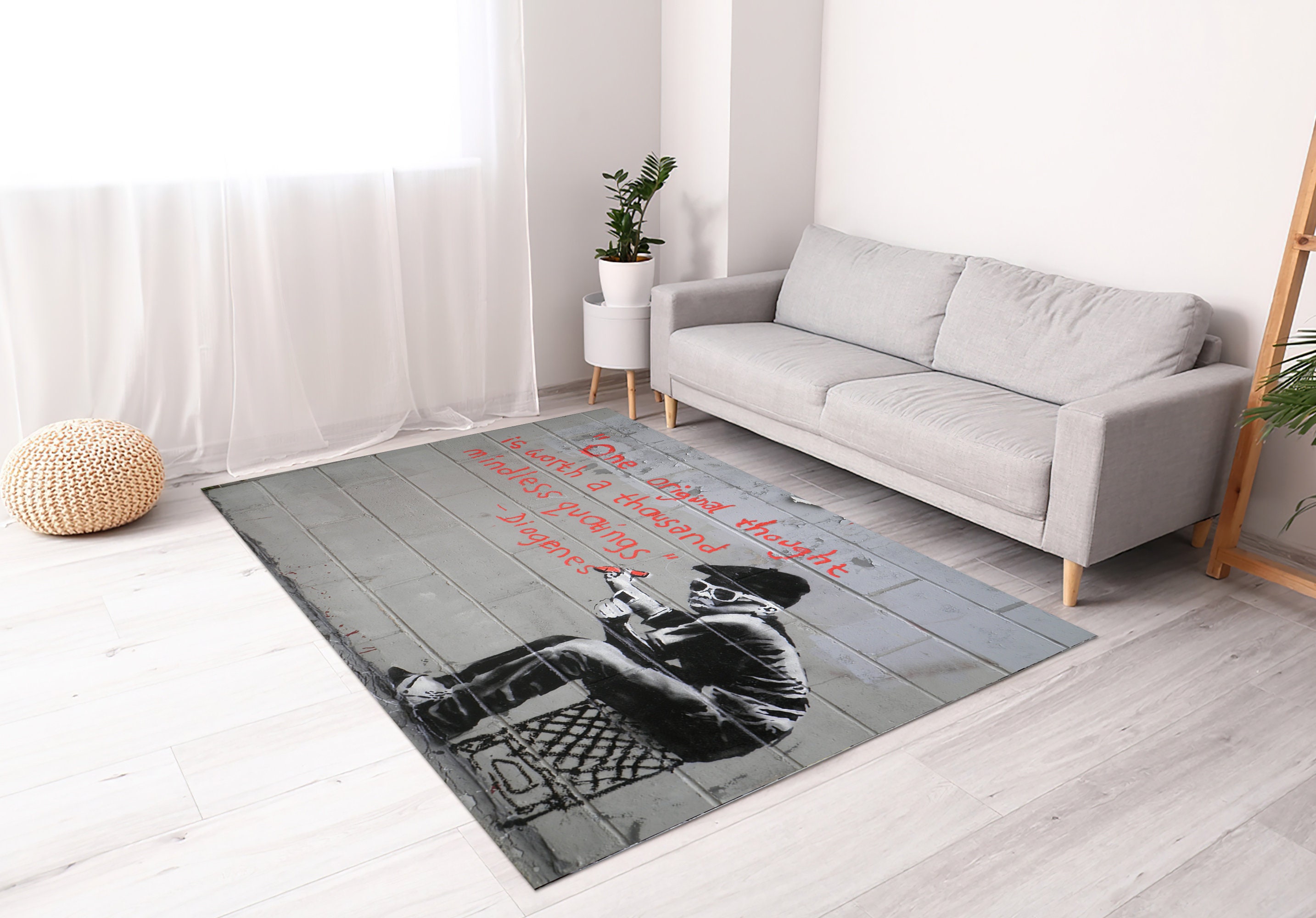 Banksy Original Thought Rug, Original Thought Rug, Graffiti Rug, Banksy ...