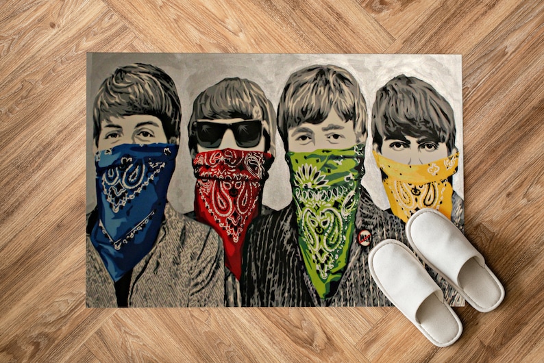 Banksy Beatles Rugs, Rock and Roll Rugs, Banksy Bandanas Rug, Painting ...