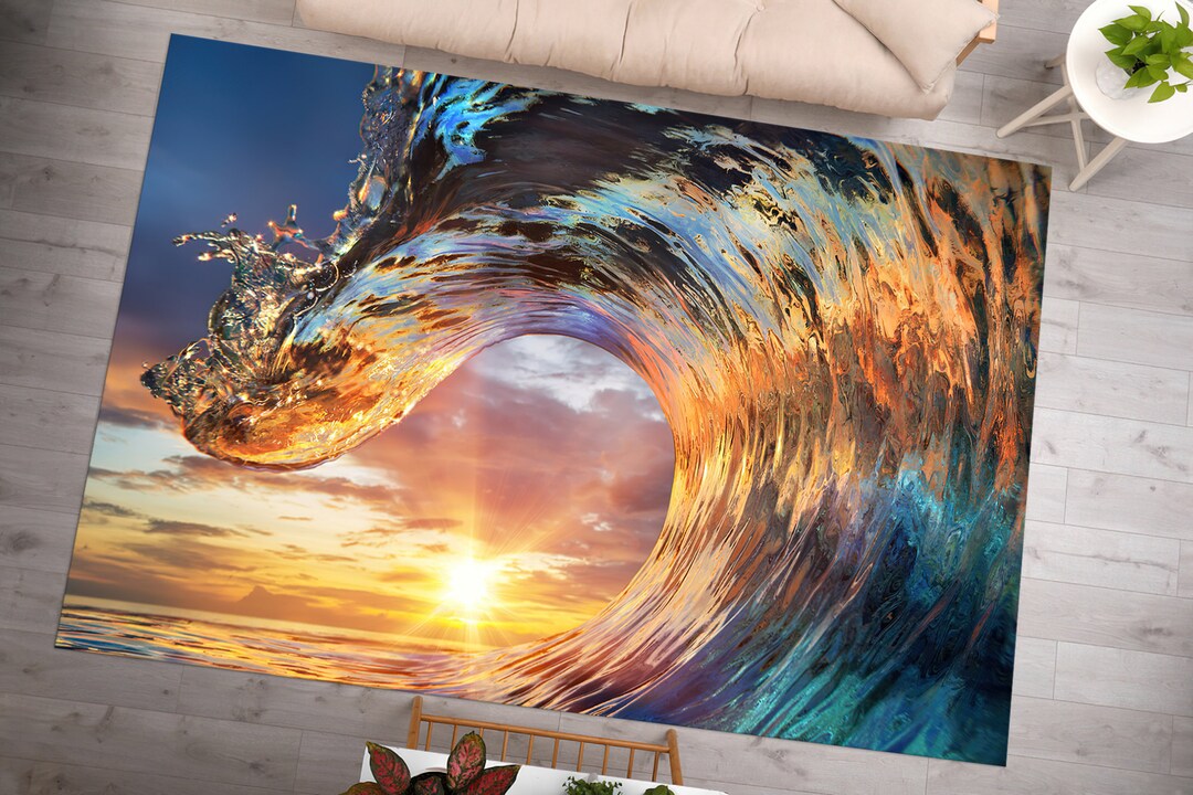 Sunset Light in Wave Art Crest Shape Rugs, Crest Rug, Summer Rug ...
