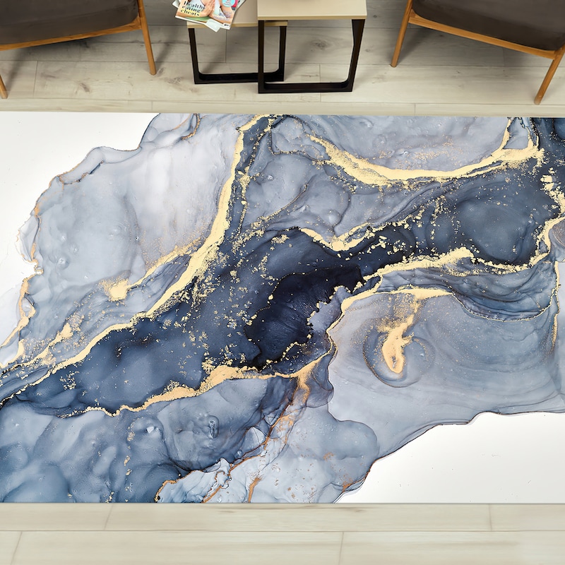 Blue and Ivory Rug - Etsy