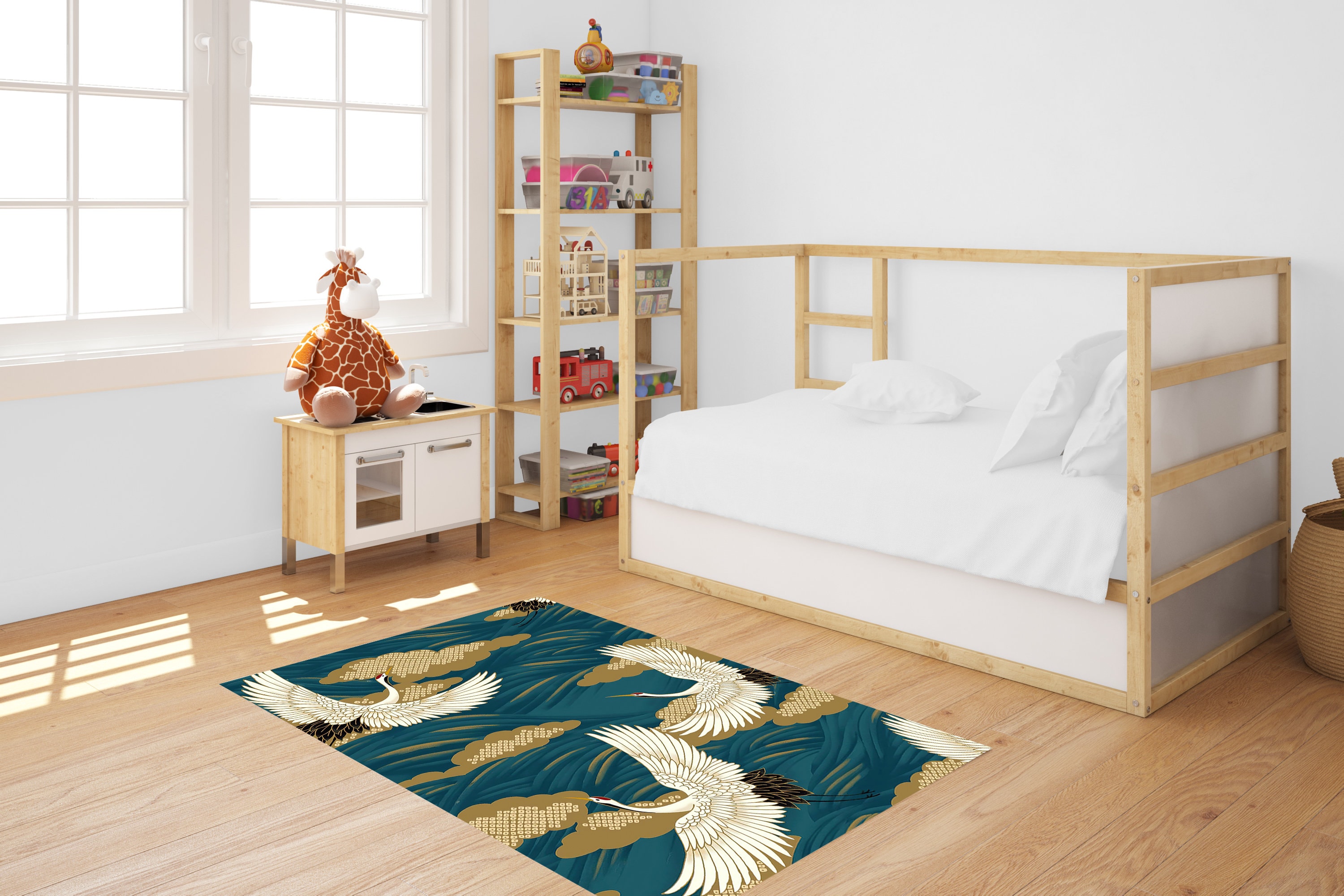 Japanese Art Crane Birds Rugs, Abstract Rugs, Contemporary Rugs, Animal ...