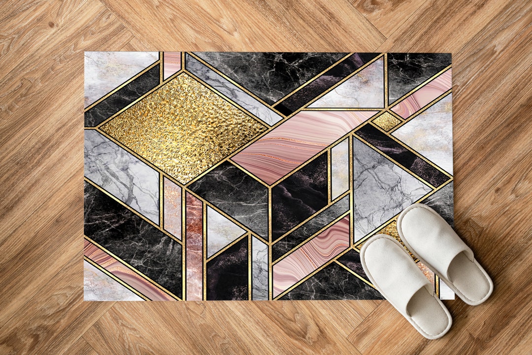 Gold Marble Rug, Pink Marble Rug, Marble Rug, Modern Rugs, Corridor Rug ...