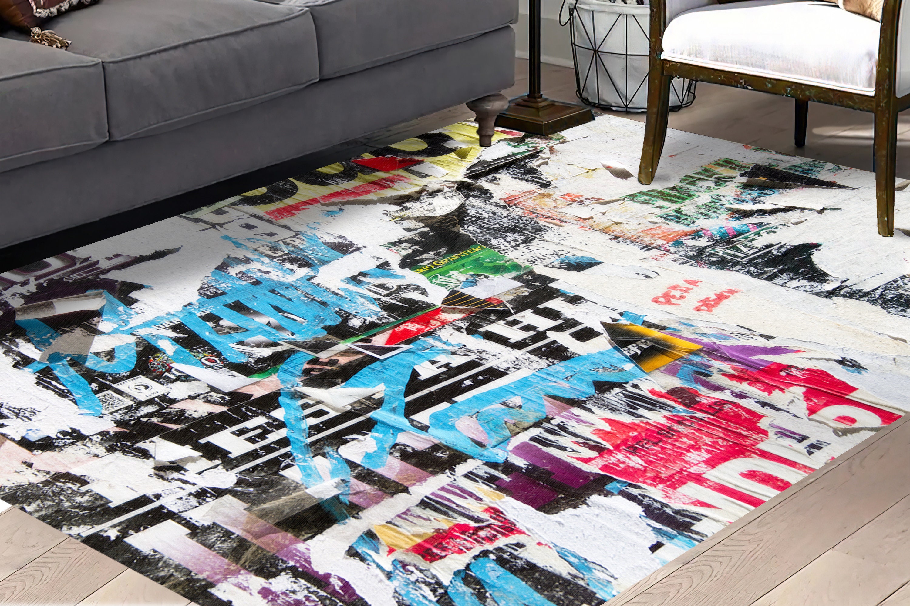 Torn Rug, Modern Rug, Street Art Rug, Graffiti Rug, Popular Rug, Thick ...
