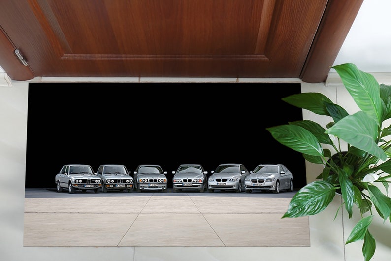 Bmw All 5 Series Rug, Bmw Car History Rug, Bmw 5 Series Car Rug, Garage ...