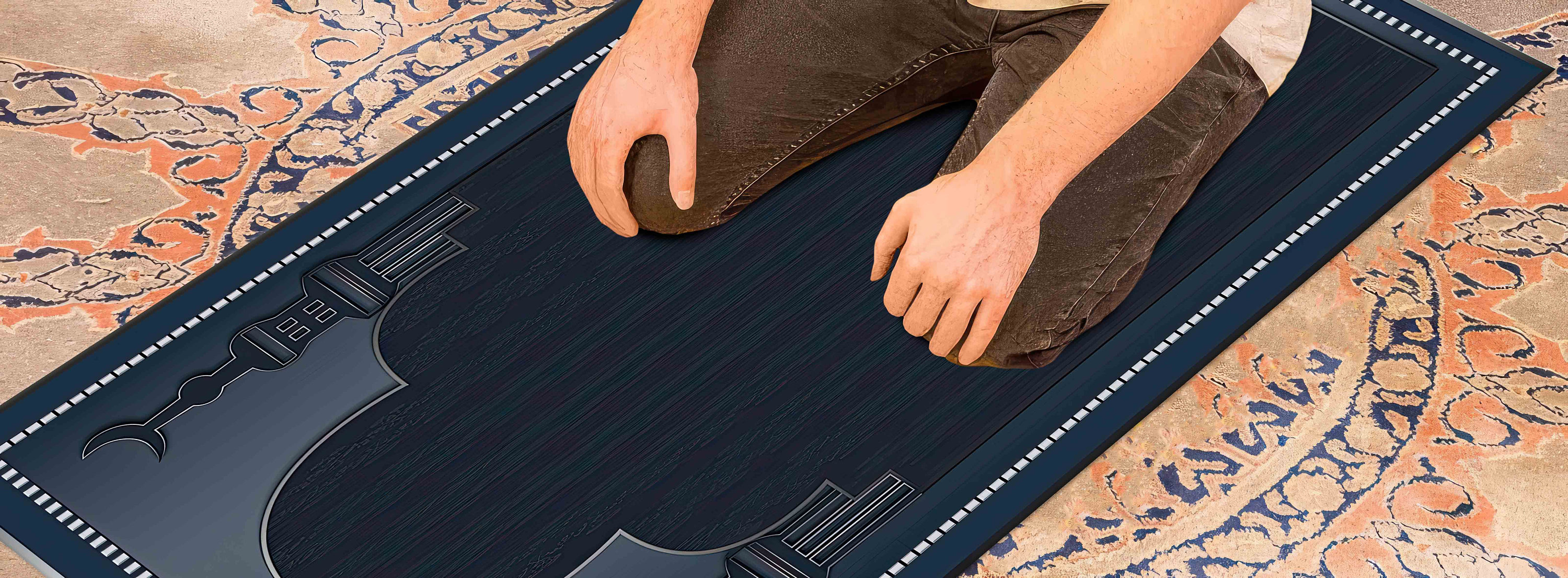 Navy Blue Prayer, Silver Prayer Rugs, Luxury Prayer Rugs, Prayer ...