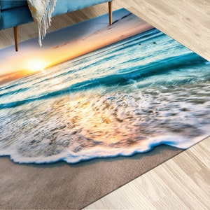 Sunset at the Ocean Rug, Sea View Rug, Beach View Rugs, Landscape Rugs ...