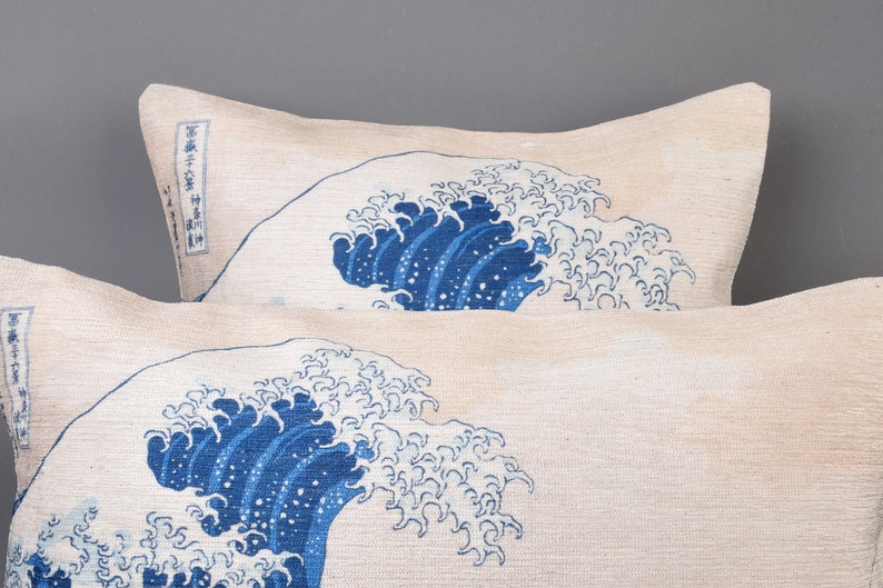 The Wave off Kanagawa Pillow, the Great Wave Pillow, Japan Art, Hokusai ...