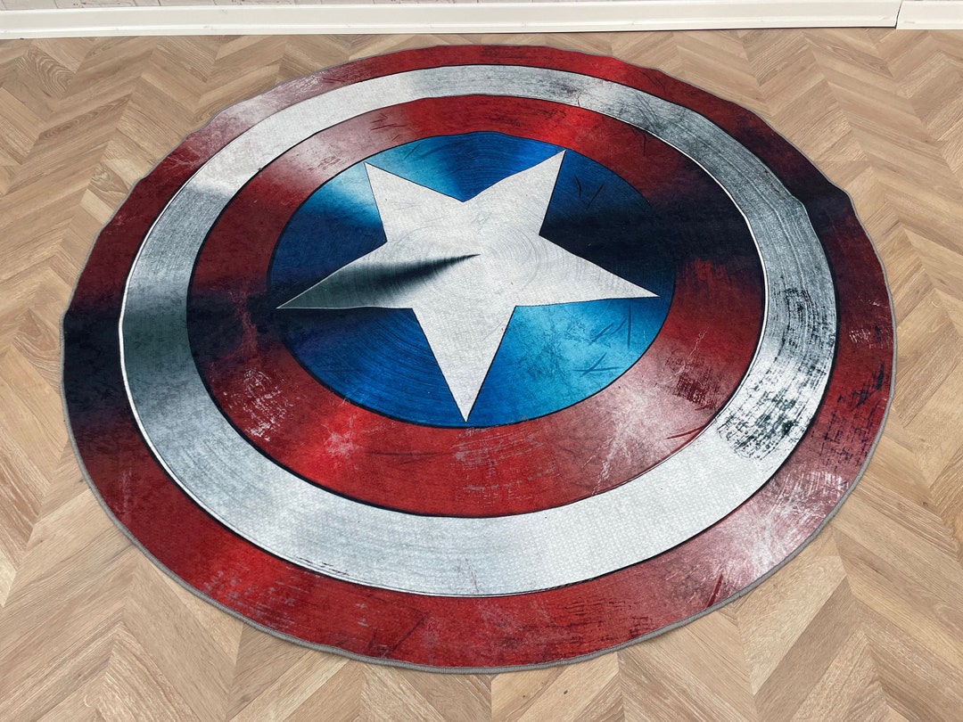Captain America Rug, Captain America Shild Rug, Nursery Rug, Modern Rug ...