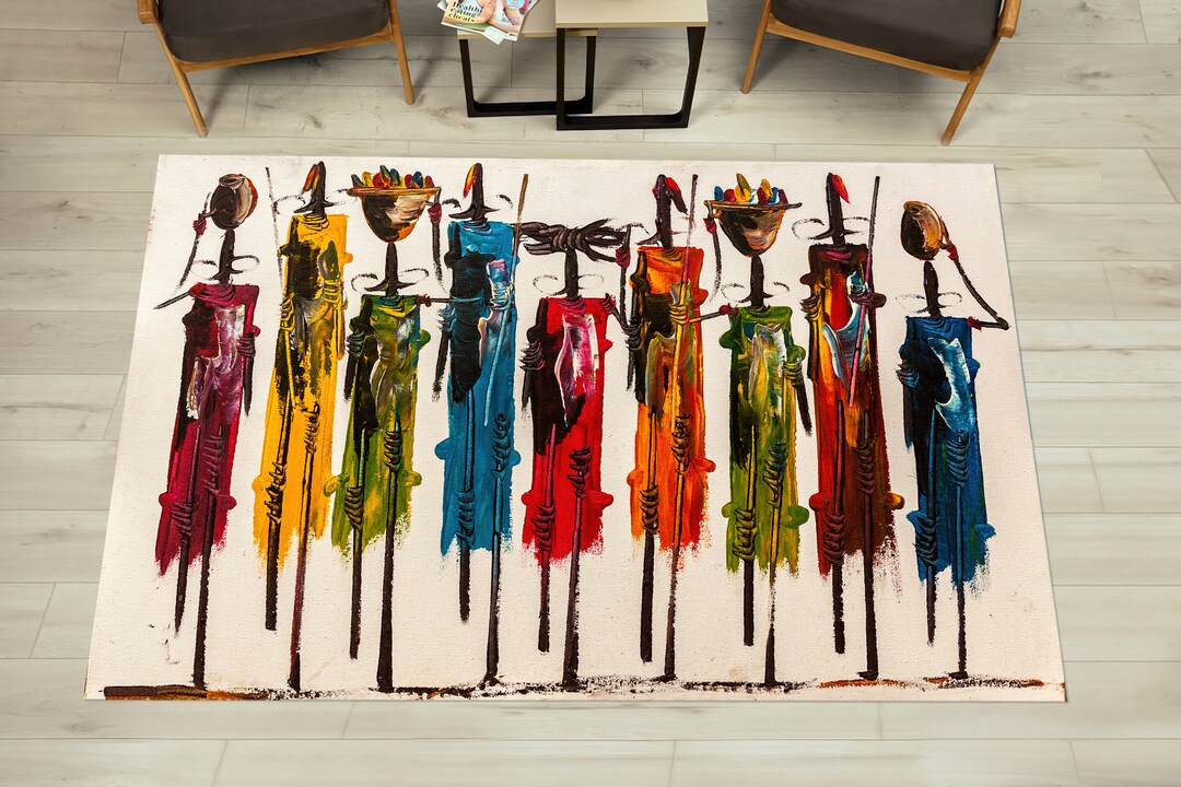 Masai People Painting Rugs, Abstract People Rugs, Masai Rug, Ethnic ...