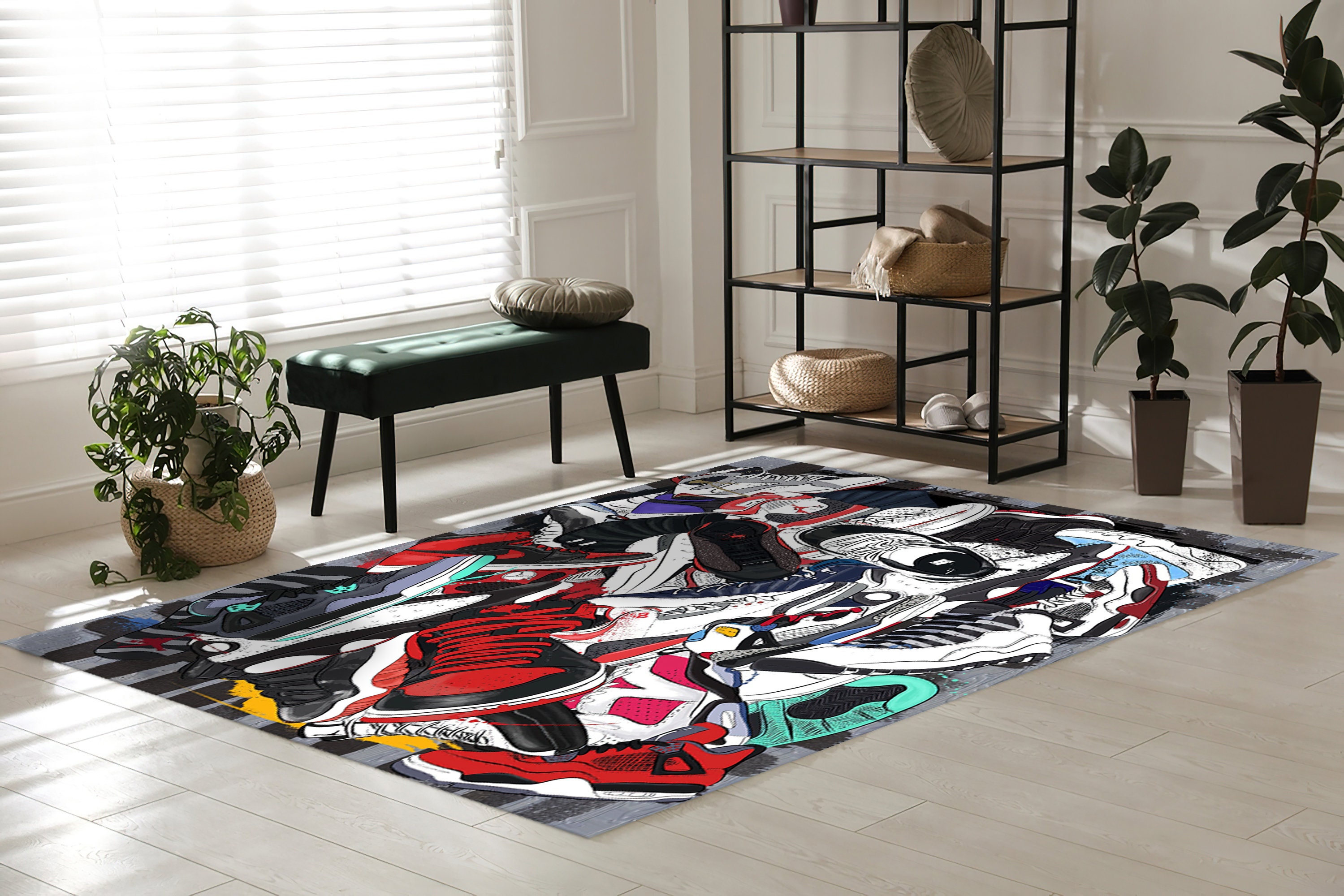 Sneakers Rug, Graffiti Rug, Modern Rug, Indoor Rug, Bath Rug, Round Rug ...