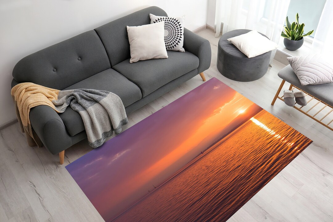 Seaside Coast View Rugs, Beach Rug, Sunset Rugs, Landscape Rugs, Area ...
