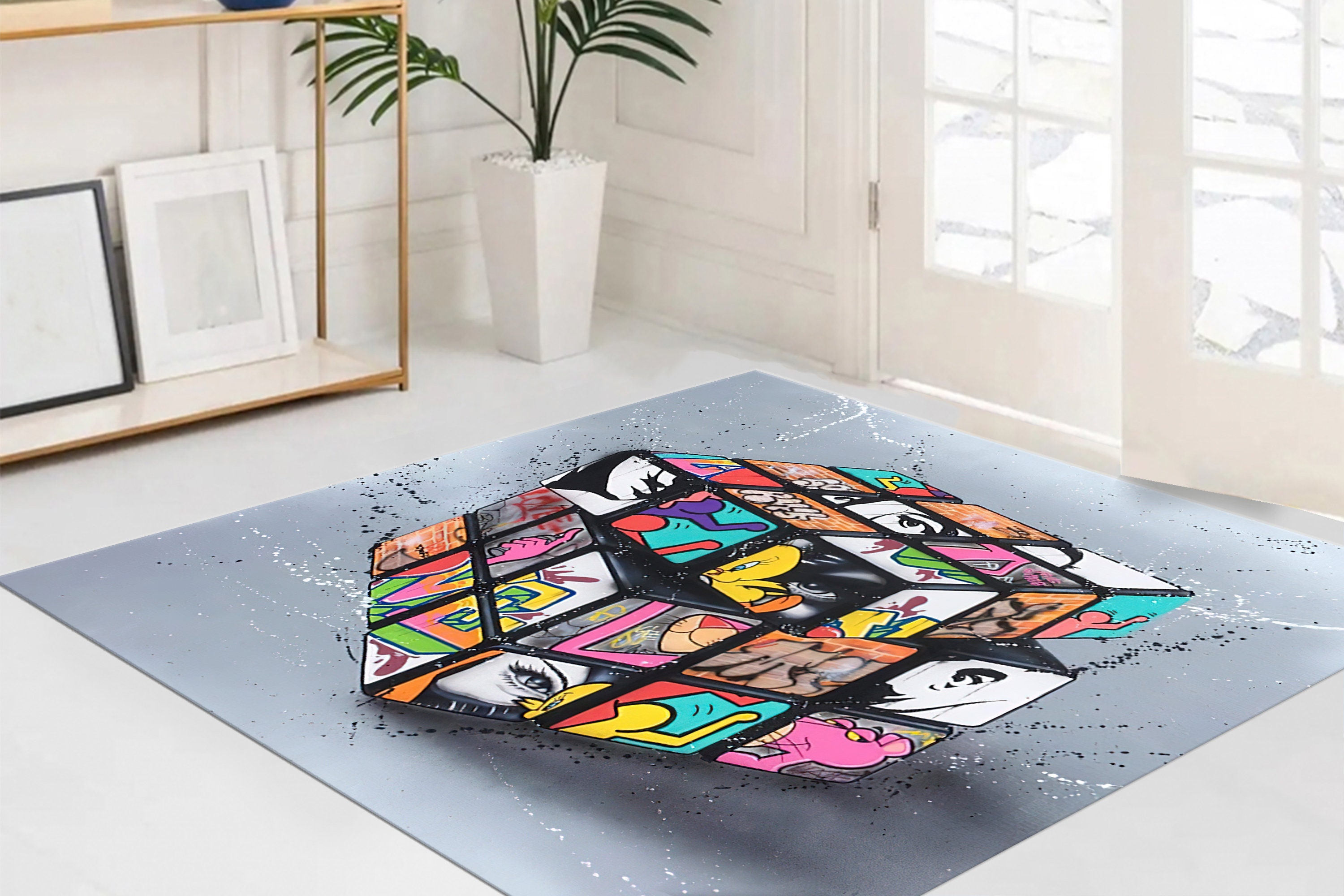Rubiks Cube Graffti Rug Cube Graffiti Rug Modern Graffiti - Etsy