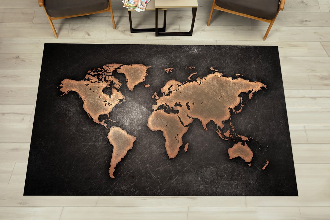 Abstract World Map Rugs, Bronze Rugs, School Rug, Map Rug, Office Rug ...