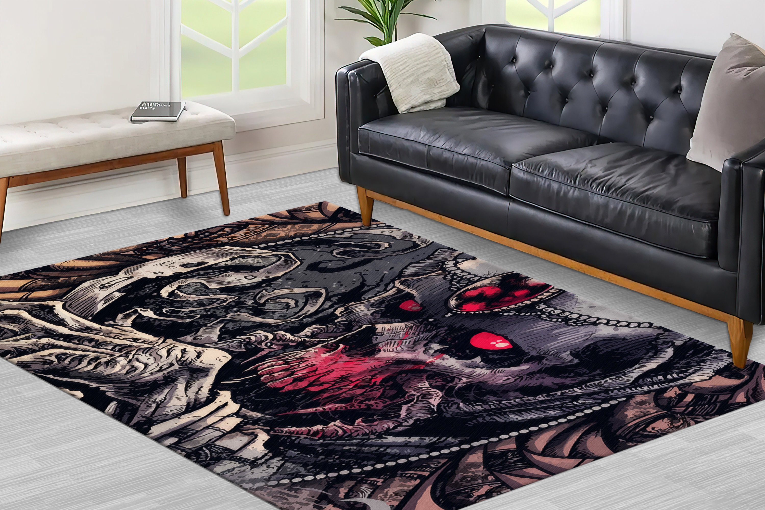 Satanic Rugs Skull Rug Horror Rug Modern Rugs Bedroom Rug - Etsy