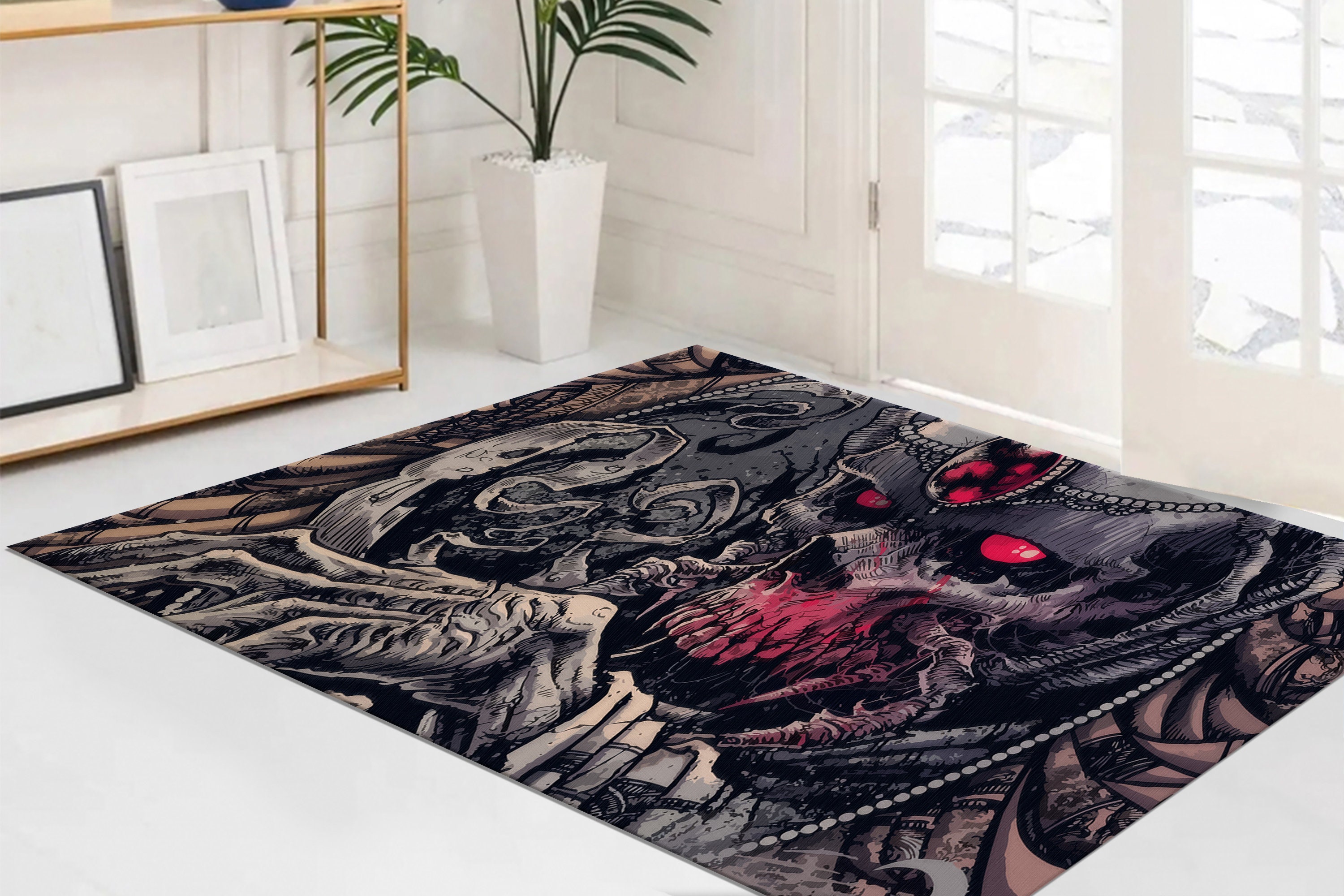Satanic Rugs Skull Rug Horror Rug Modern Rugs Bedroom Rug - Etsy