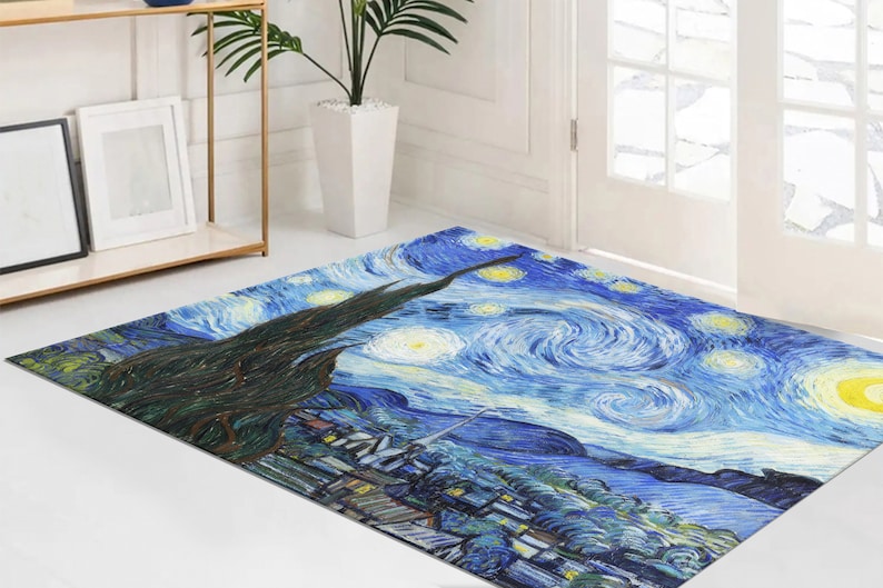 The Starry Night Rug, Oil Rug, Van Gogh Rug, Reproduction Rug, Chenille ...