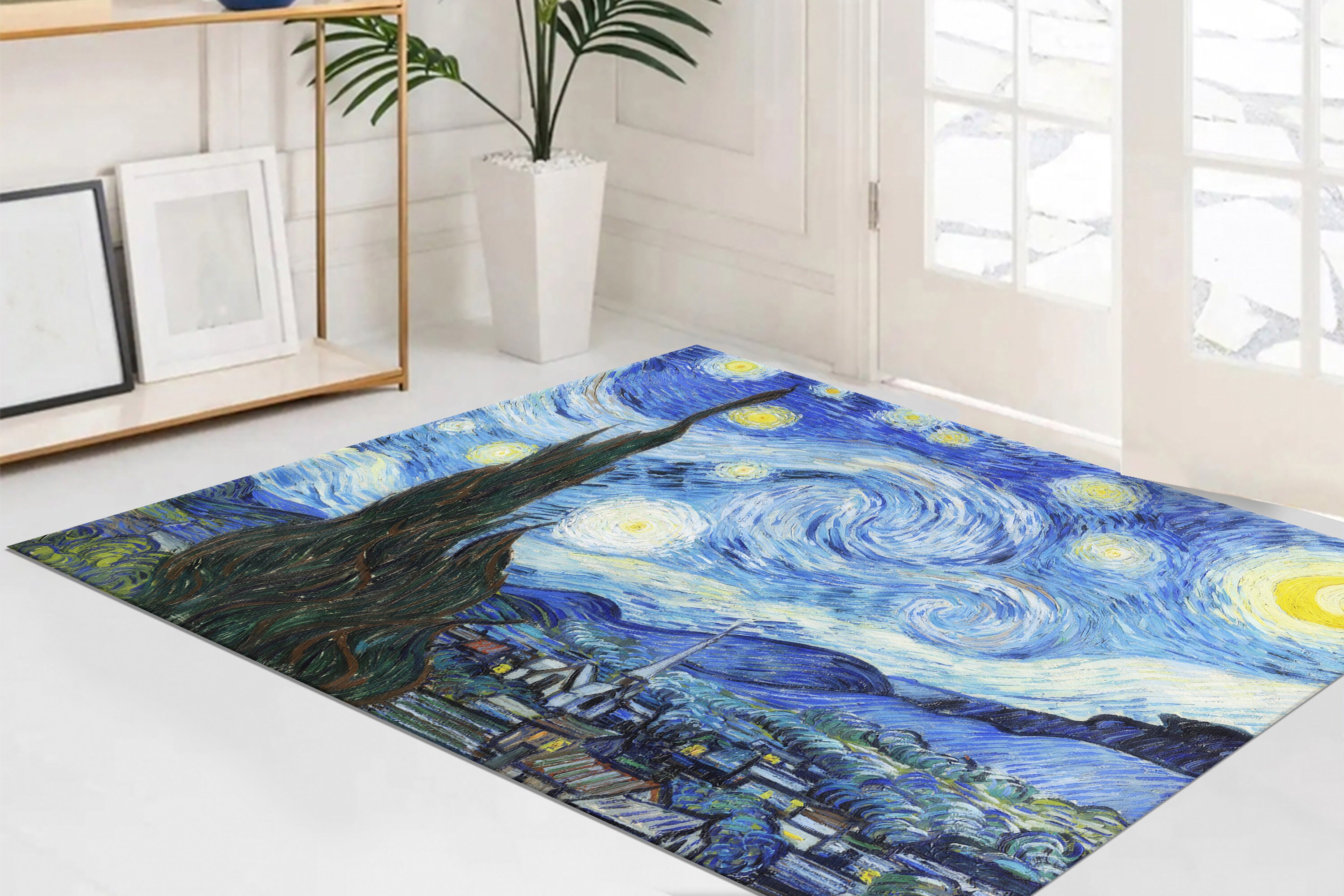 The Starry Night Rug, Oil Rug, Van Gogh Rug, Reproduction Rug, Chenille ...