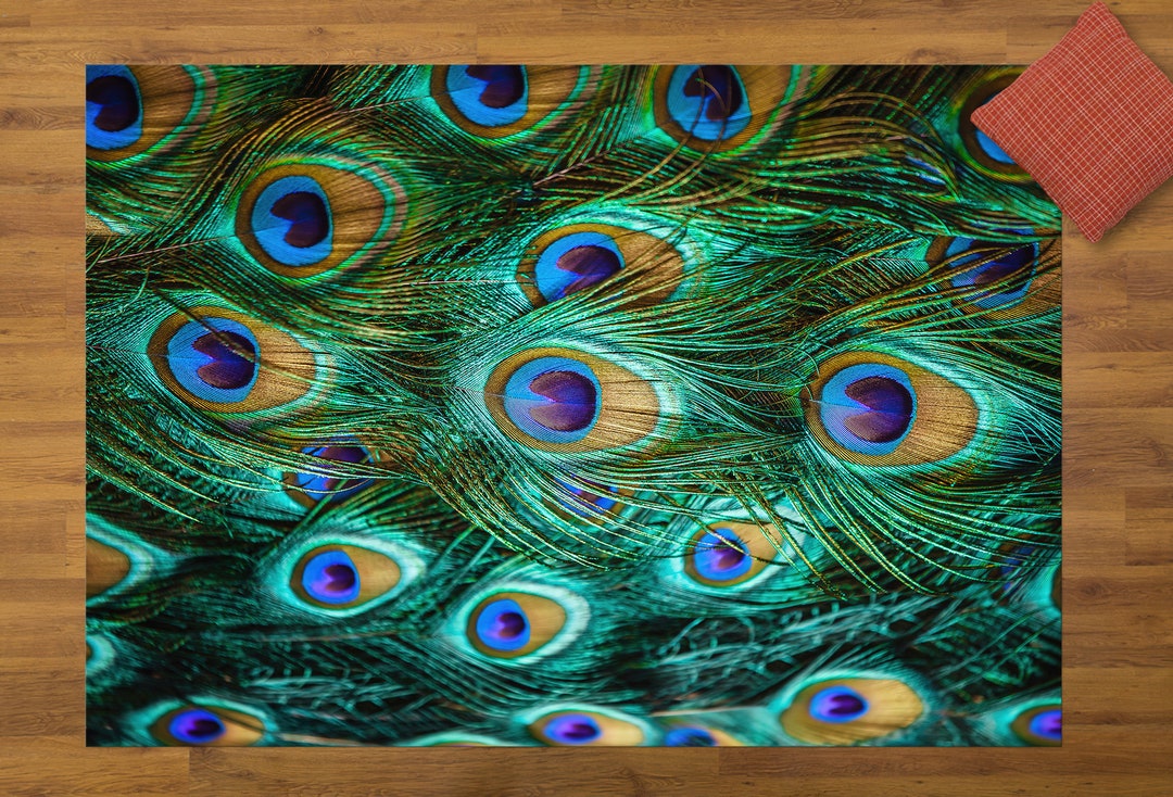 Colorful Peacock Feather Rugs, Peacock Rug, Colorful Feather Rug ...
