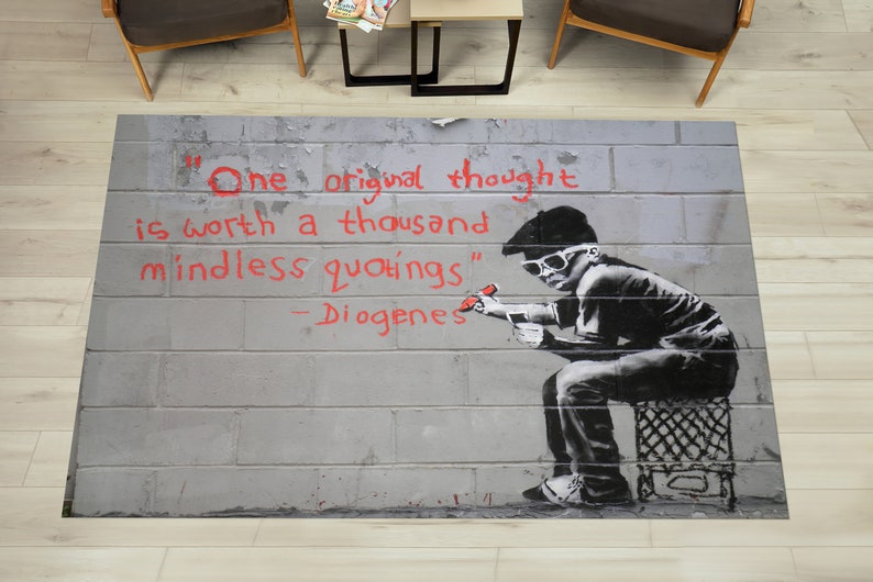 Banksy Original Thought Rug, Original Thought Rug, Graffiti Rug, Banksy ...