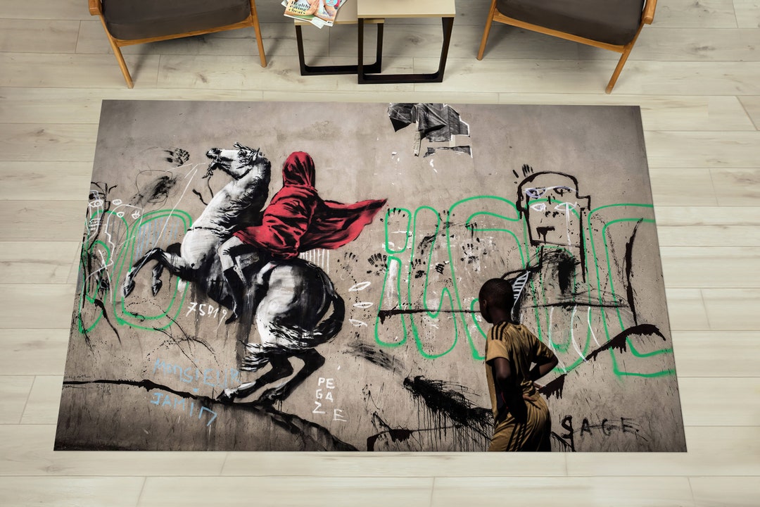 Banksy Horse Rider Rug, Horse Rug, Banksy Rug, Graffiti Rugs, Corridor ...