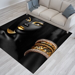 Black Woman With Gold Makeup Rugs, Girl Room Rugs, Black Woman Rug ...