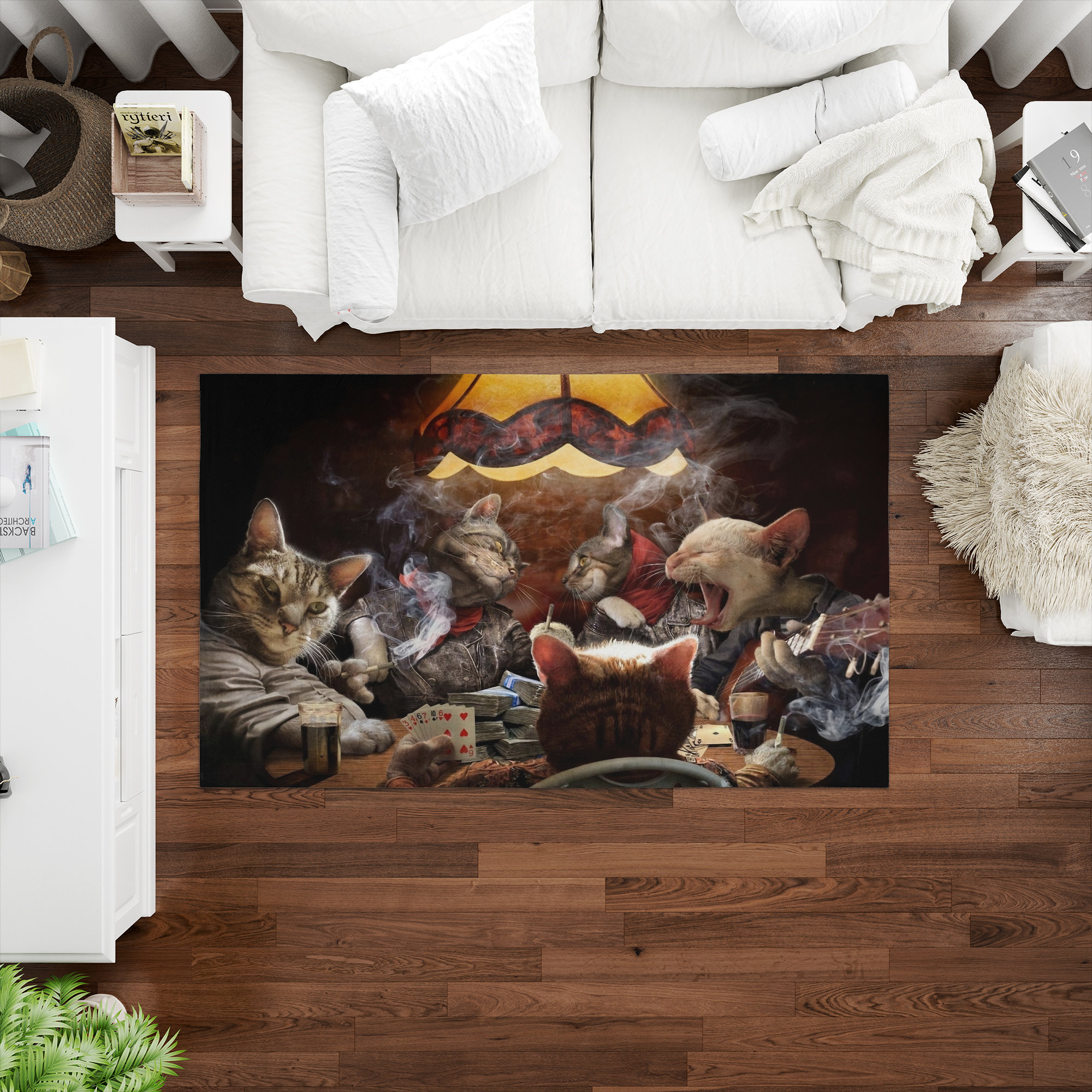 Cats With Playing Cards Rugs, Animal Rugs, Cats Rugs, Modern Rug, Salon ...