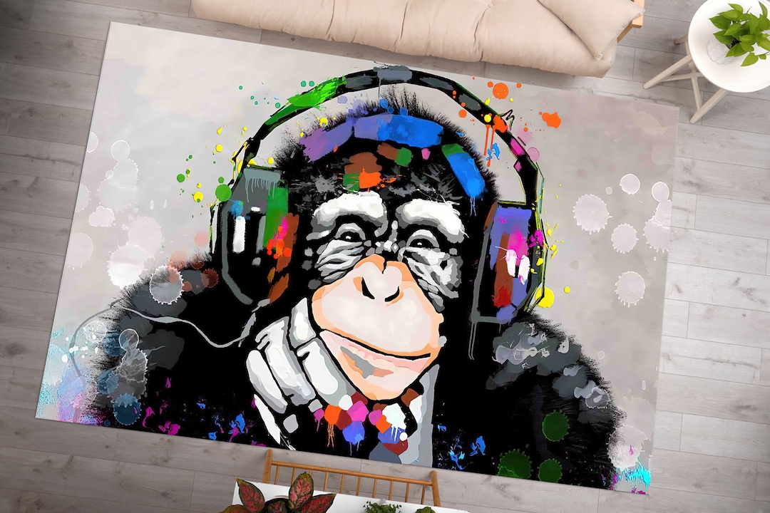 Thinking Monkey Rugs, Dj Monkey Rugs, Banksy Monkey Rugs, Animal Rug ...